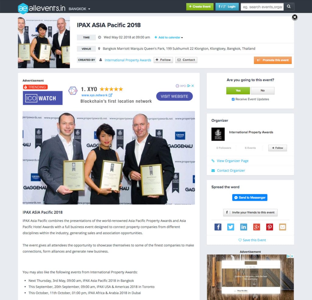 Allevents: IPAX Asia Pacific 2018 | The International Property Awards